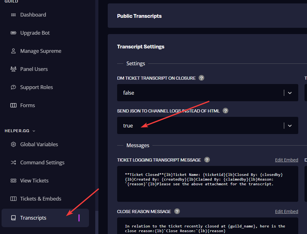 Automatic Email, Channel & DM Transcripts